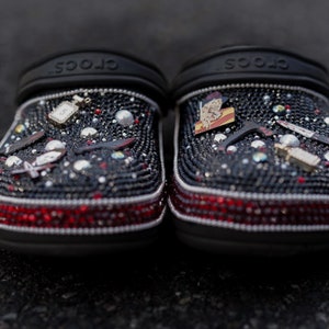 Bling Crocs, Custom Crocs, Black Red Crocs, Rhinestone Crocs, Custom ...