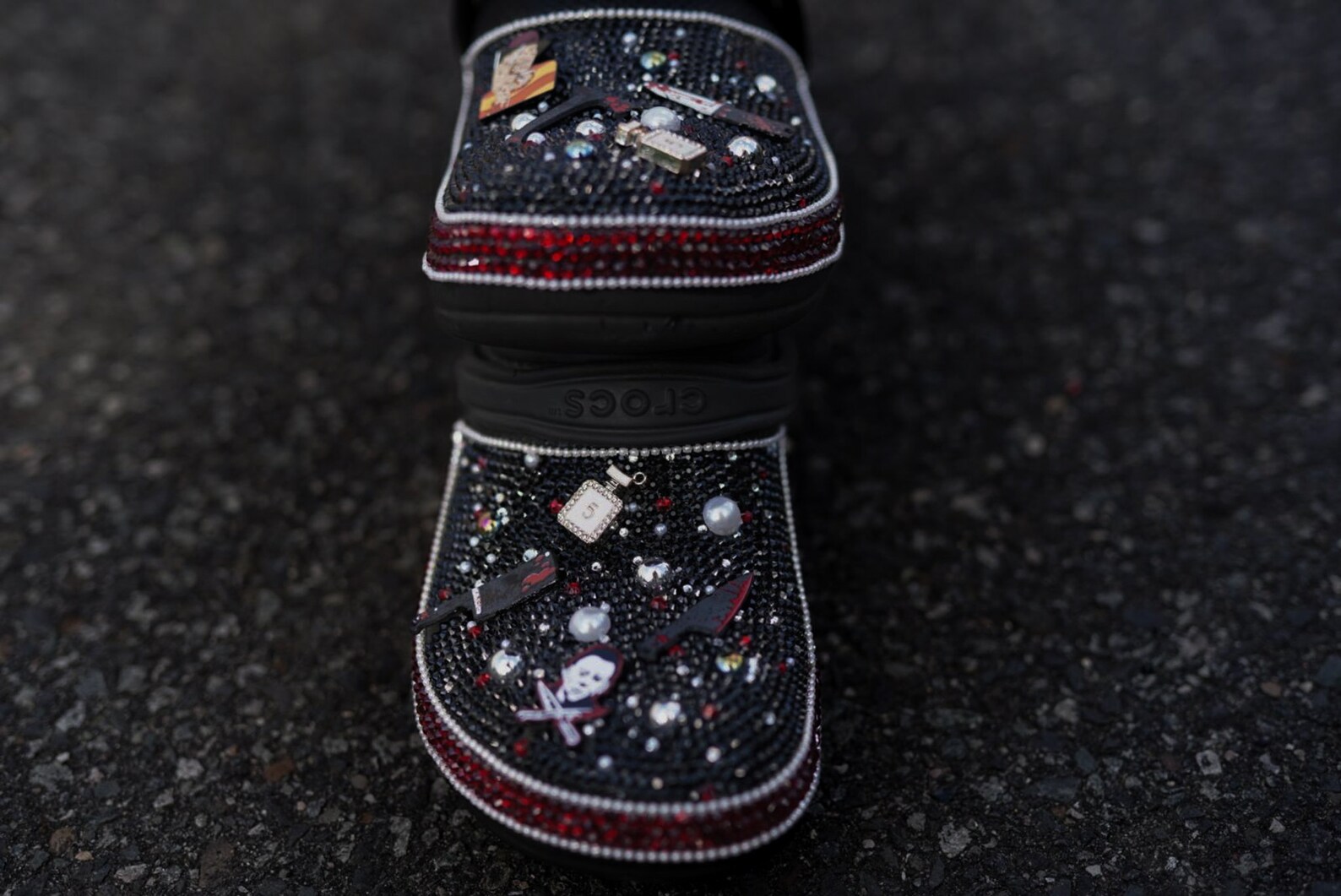 Bling Crocs, Custom Crocs, Black Red Crocs, Rhinestone Crocs, Custom ...