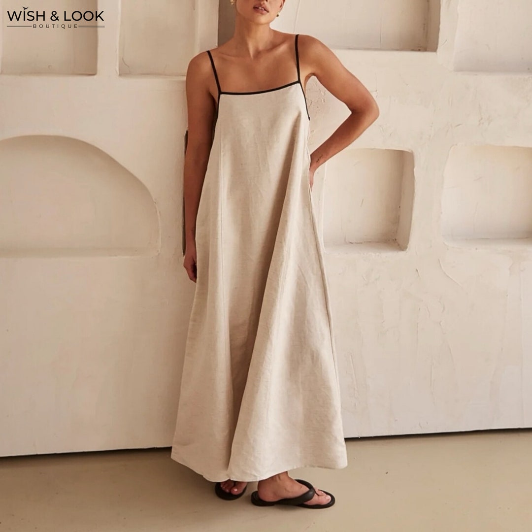 Long Linen Dress, Summer Dress, Linen Maxi Dress, Sleeveless Dress ...