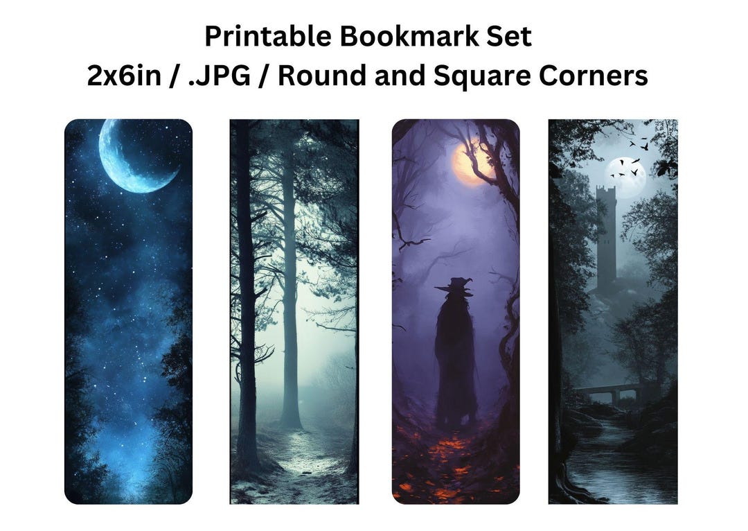 4 Dark Night Printable Bookmarks - Etsy