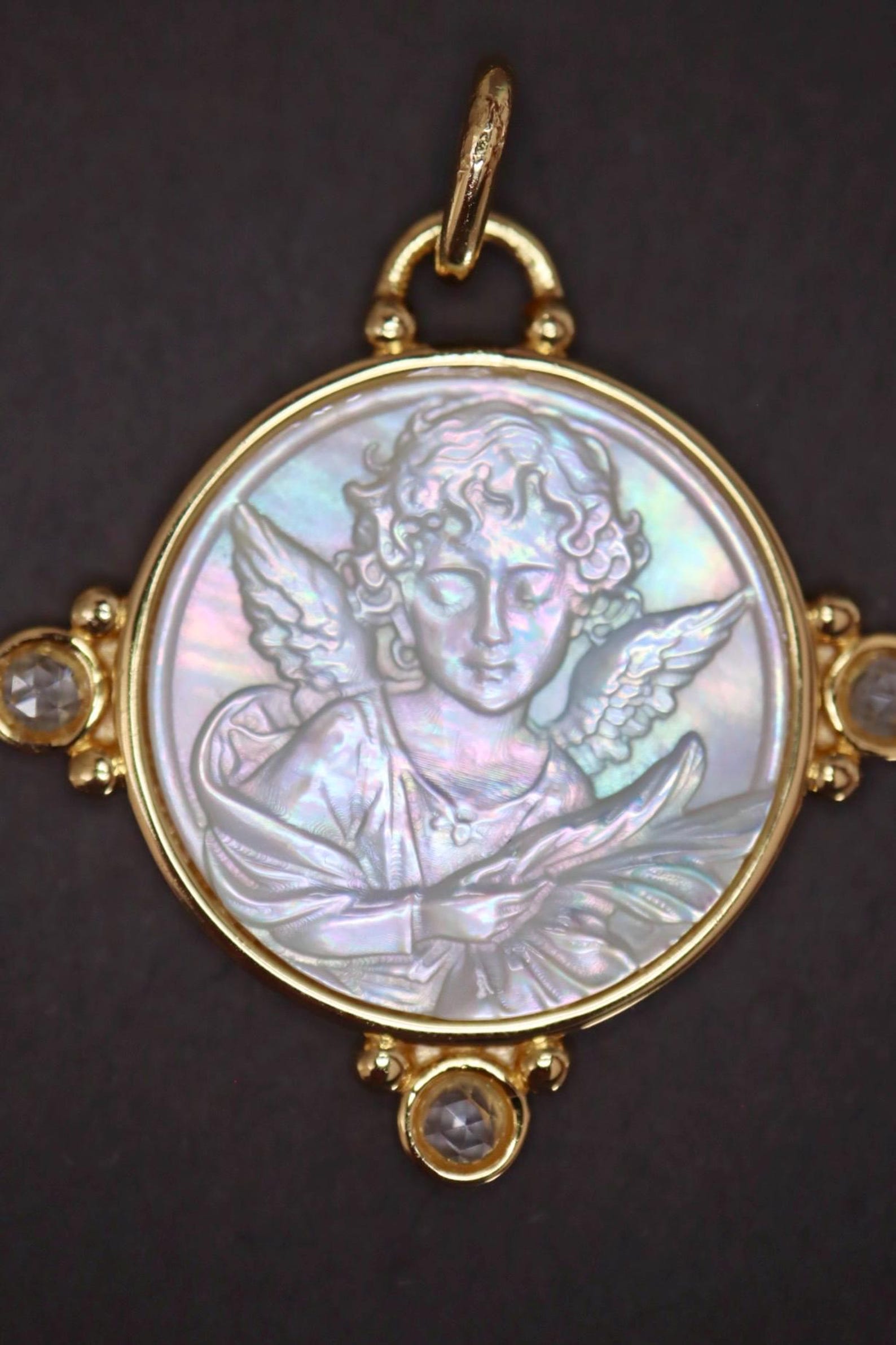 Carved Angel Mother of Pearl Pendant - Etsy