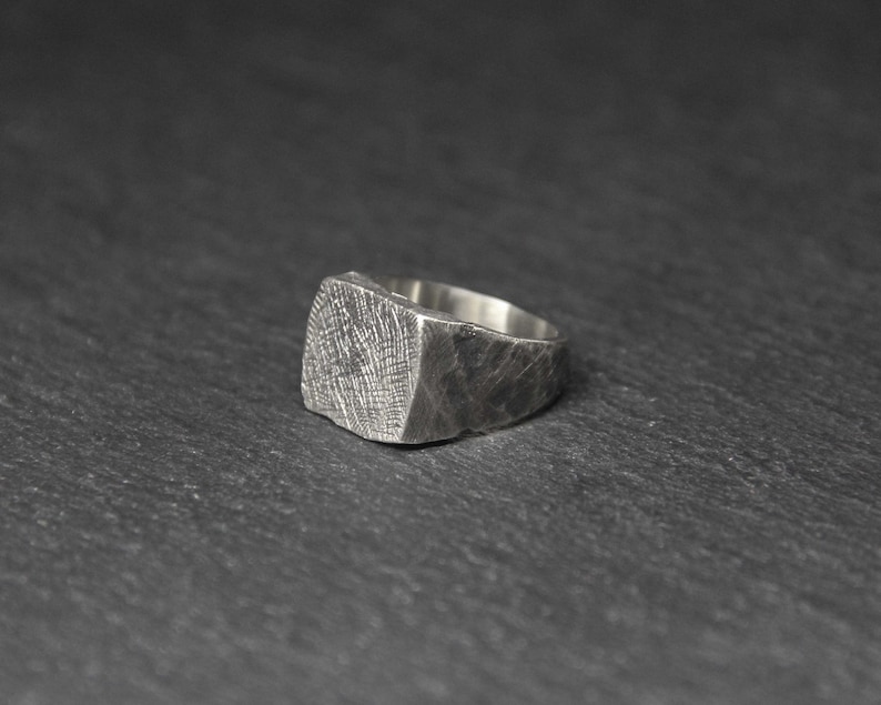 Signet Hammered Ring - Sterling Silver Rustic Ring - Mens Signet Rings ...