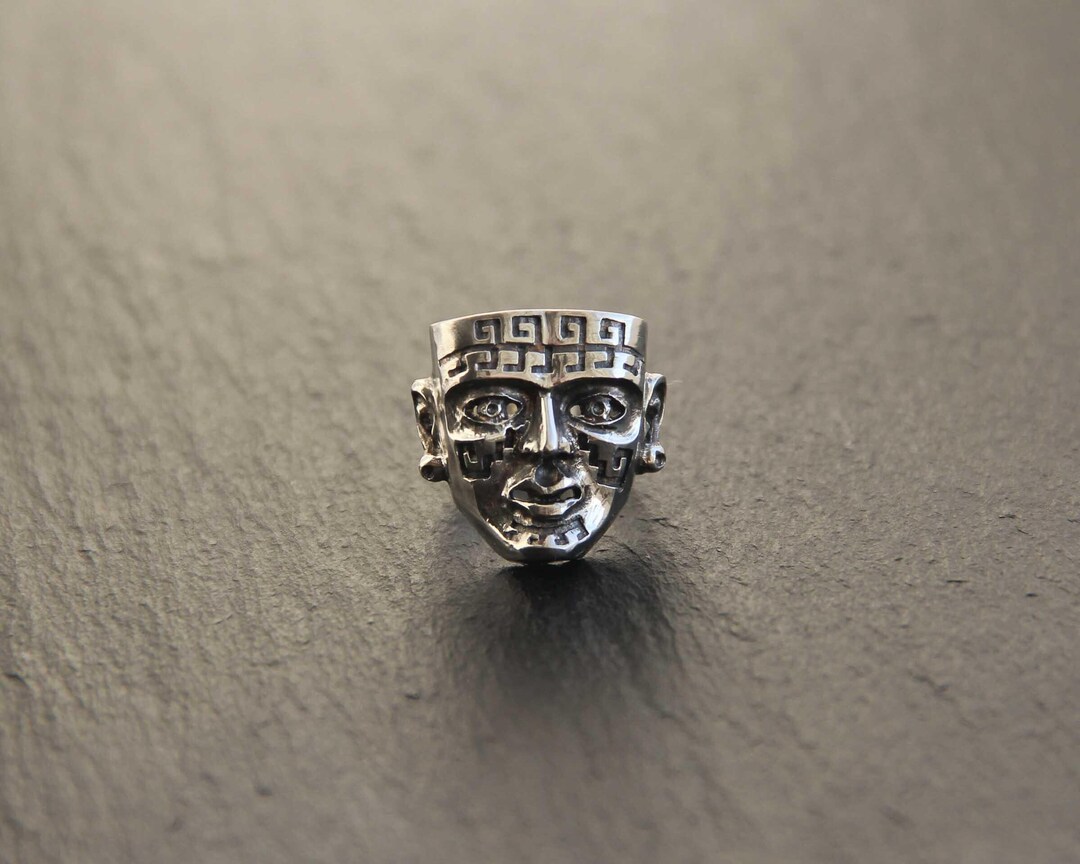 Aztec Warrior Mask Silver Ring Inca Maya Aztec Tribal Silver Jewelry - Etsy