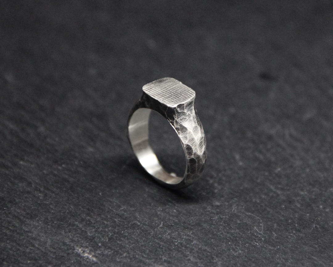 Hammered Signet Silver Ring – Sterling Silver 925 – Handcrafted With ...