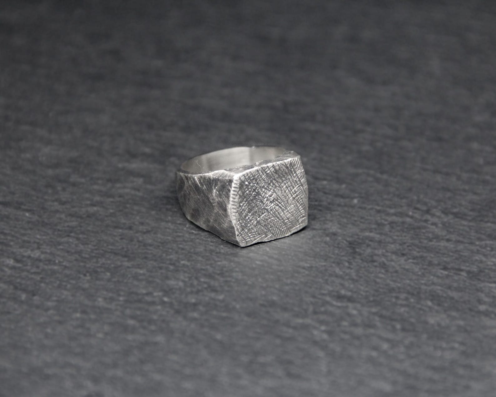 Signet Hammered Ring - Sterling Silver Rustic Ring - Mens Signet Rings ...
