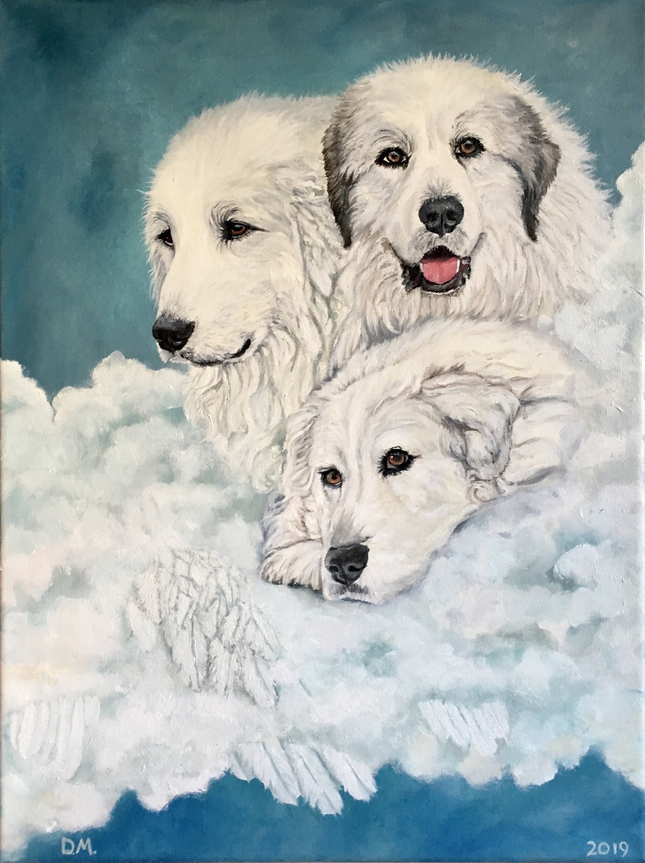 Great Pyrenees Oil Painting..heaven’s Guardians...18x24 Pyr Dog Heaven ...