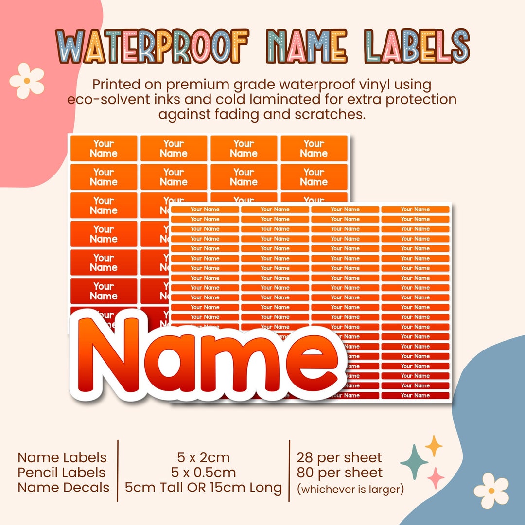 Name Labels Pencil Labels Name Decals School Labels Daycare Labels ...