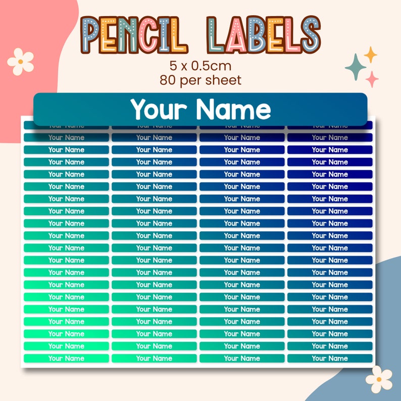 Name Labels Pencil Labels Name Decals School Labels Daycare Labels ...