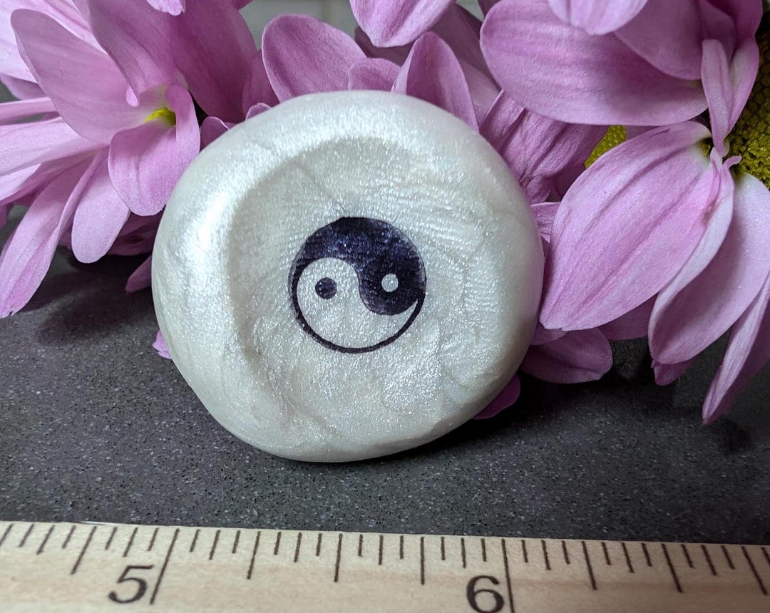 Yin Yang Pearl Nug Stone: Satin Glaze, Mindfulness Gift - Etsy