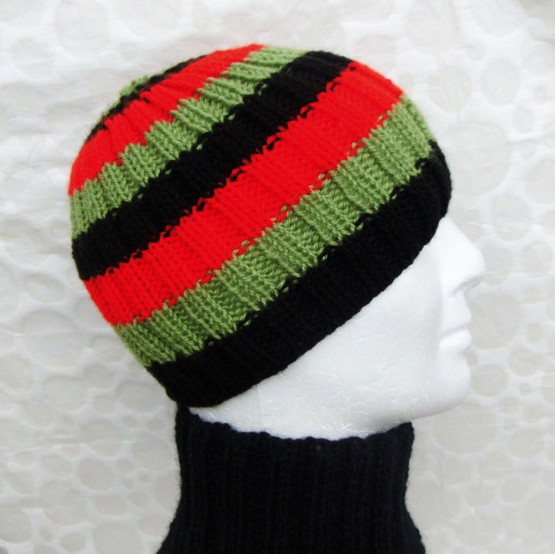 STRIPED HAT PATTERN Mens Beanie Knitting Pattern Birthday Gift - Etsy