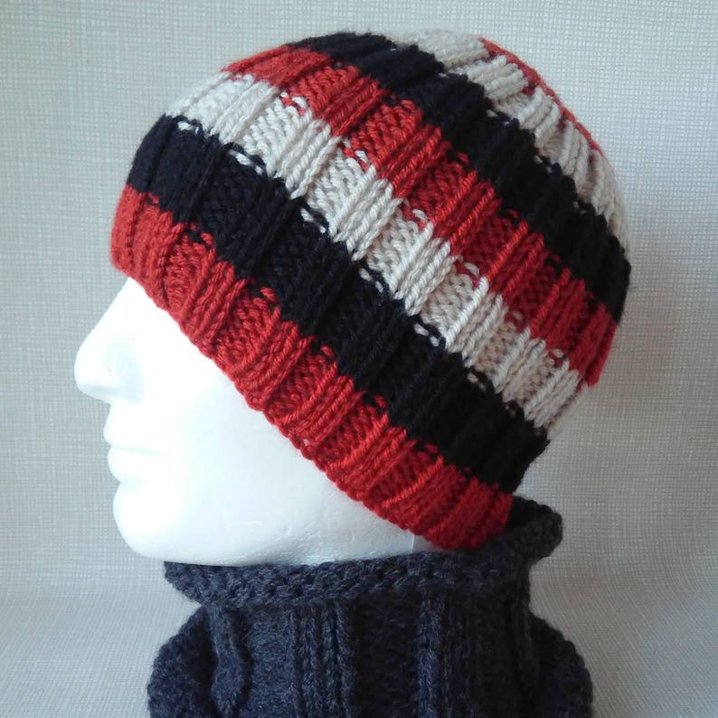 STRIPED HAT PATTERN Mens Beanie Knitting Pattern Birthday Gift - Etsy