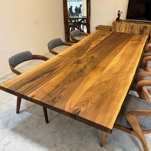Custom Order Walnut Wood Live Edge Kitchen Dining Table/ Rustic Wooden ...