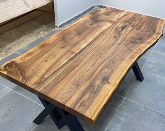 Made to Order Live Edge Walnut Wood Kitchen Table/ Walnut Dining Table ...