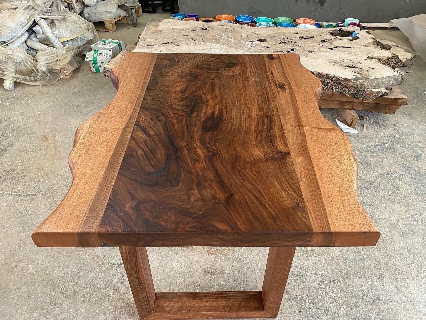 Custom Square Walnut Wood Live Edge Dining Table/ Square Wooden Coffee ...
