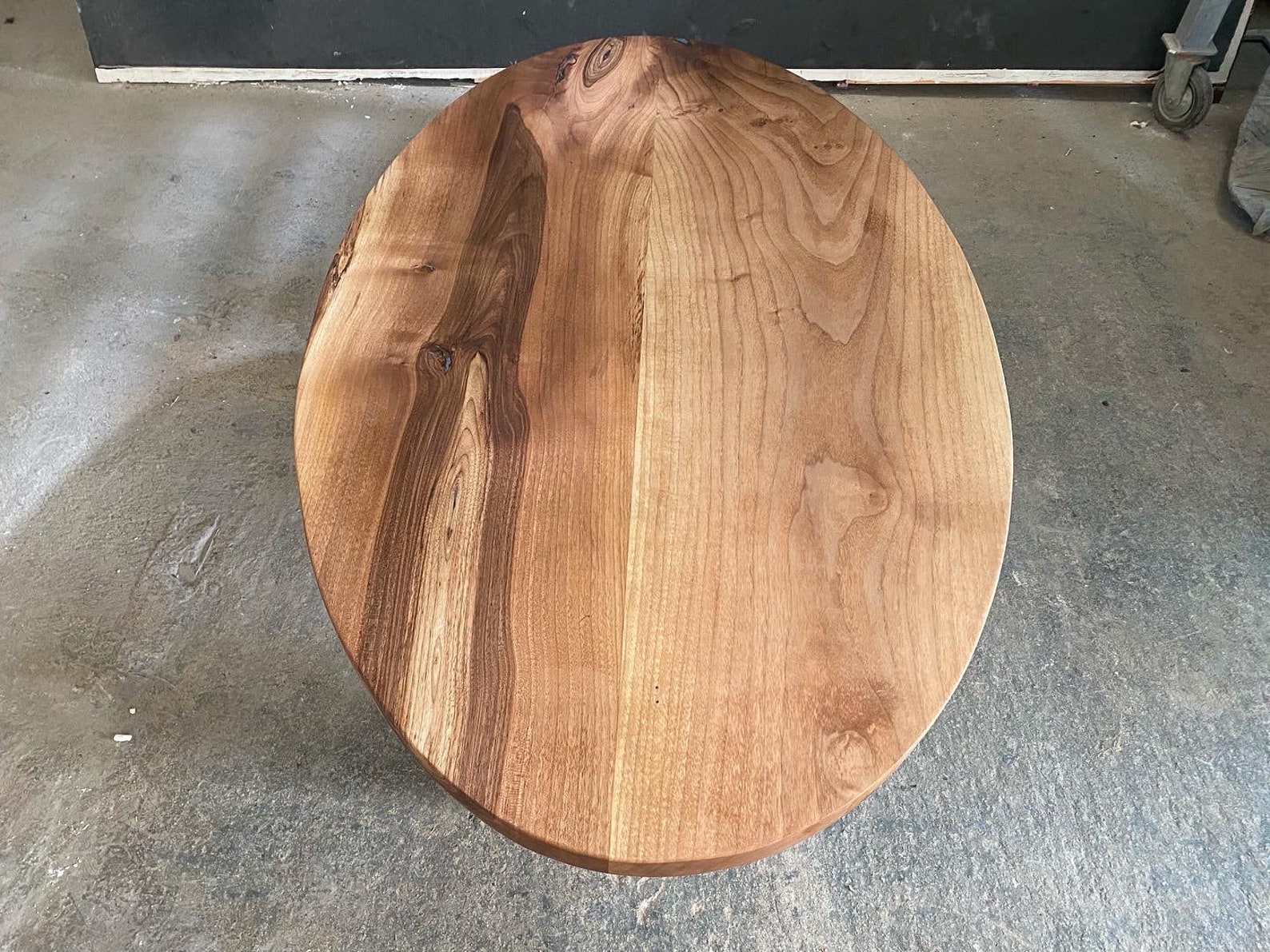 Custom Handmade Light Brown Walnut Wood Oval Dining Table/ Oval Wooden ...