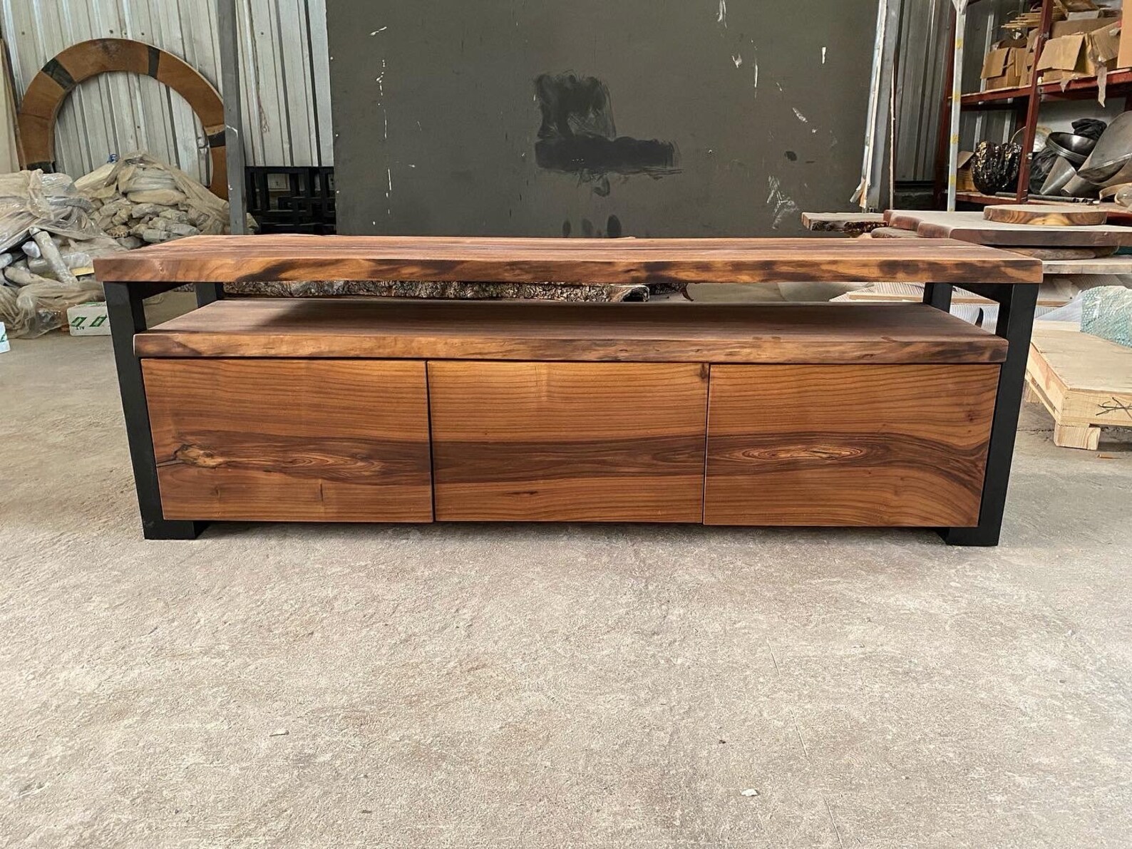 Custom Order Live Edge Walnut Wood Tv Unit, Wooden Console,natural Edge ...