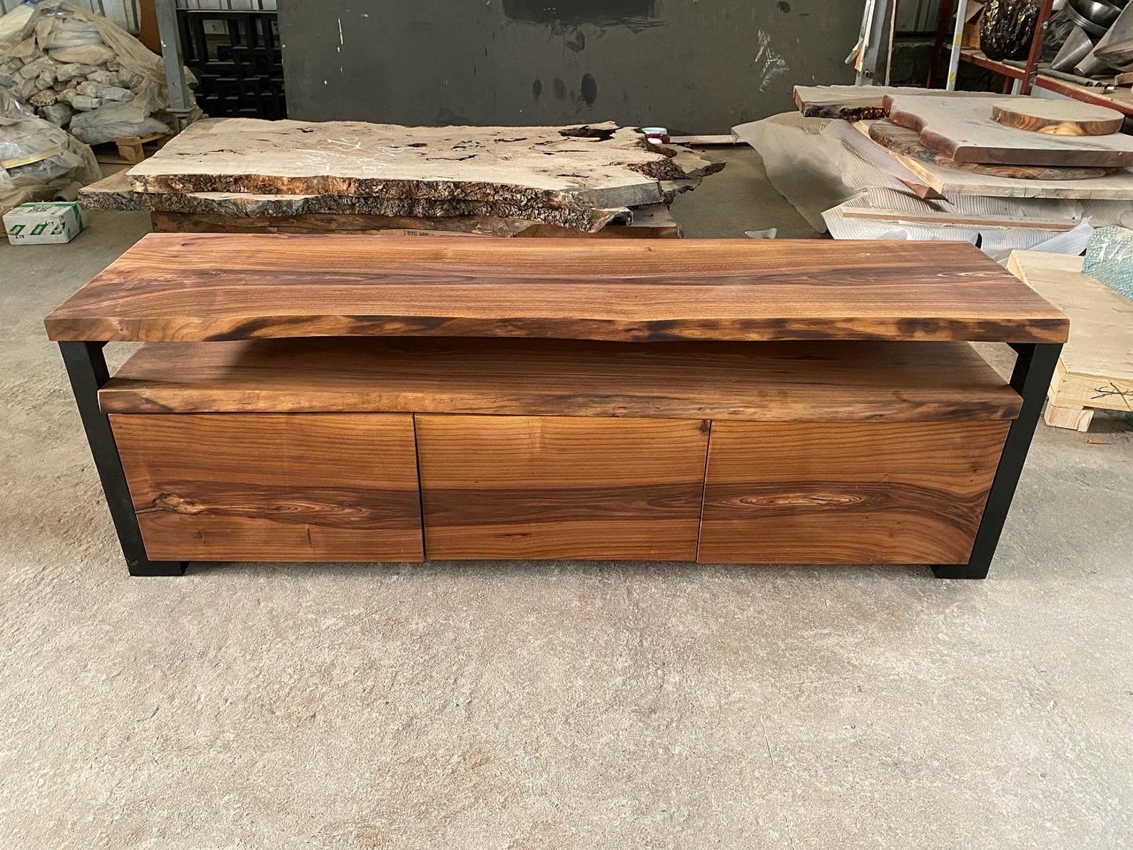 Custom Order Live Edge Walnut Wood Tv Unit, Wooden Console,natural Edge ...