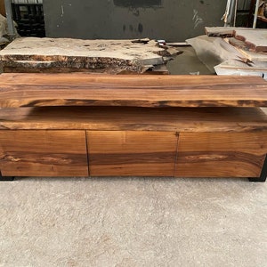 Custom Order Live Edge Walnut Wood Tv Unit, Wooden Console,natural Edge ...