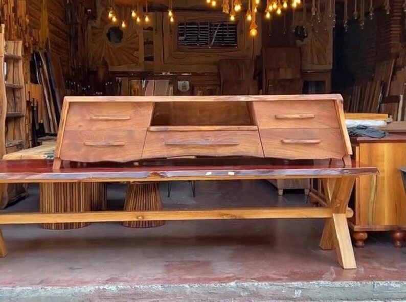 Custom Order Walnut Wooden Live Natural Edge Solid Tv Stand/ Natural ...