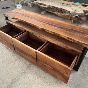 Custom Order Live Edge Walnut Wood Tv Unit, Wooden Console,natural Edge ...