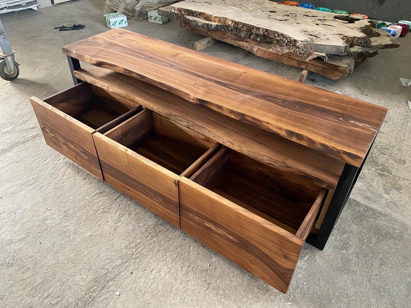 Custom Order Live Edge Walnut Wood Tv Unit, Wooden Console,natural Edge ...