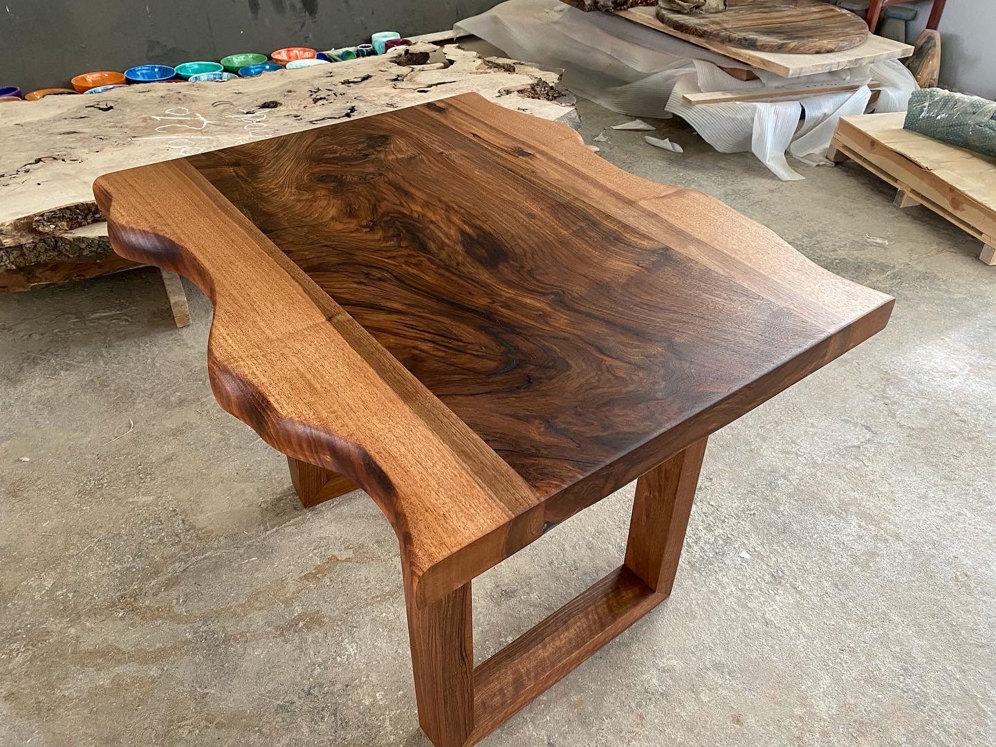 Custom Square Walnut Wood Live Edge Dining Table/ Square Wooden Coffee ...