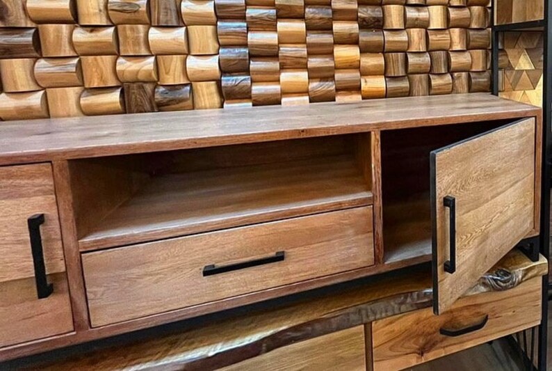 Custom Order Walnut Wood Modern Console, Modern Sideboard, Solid Wood ...