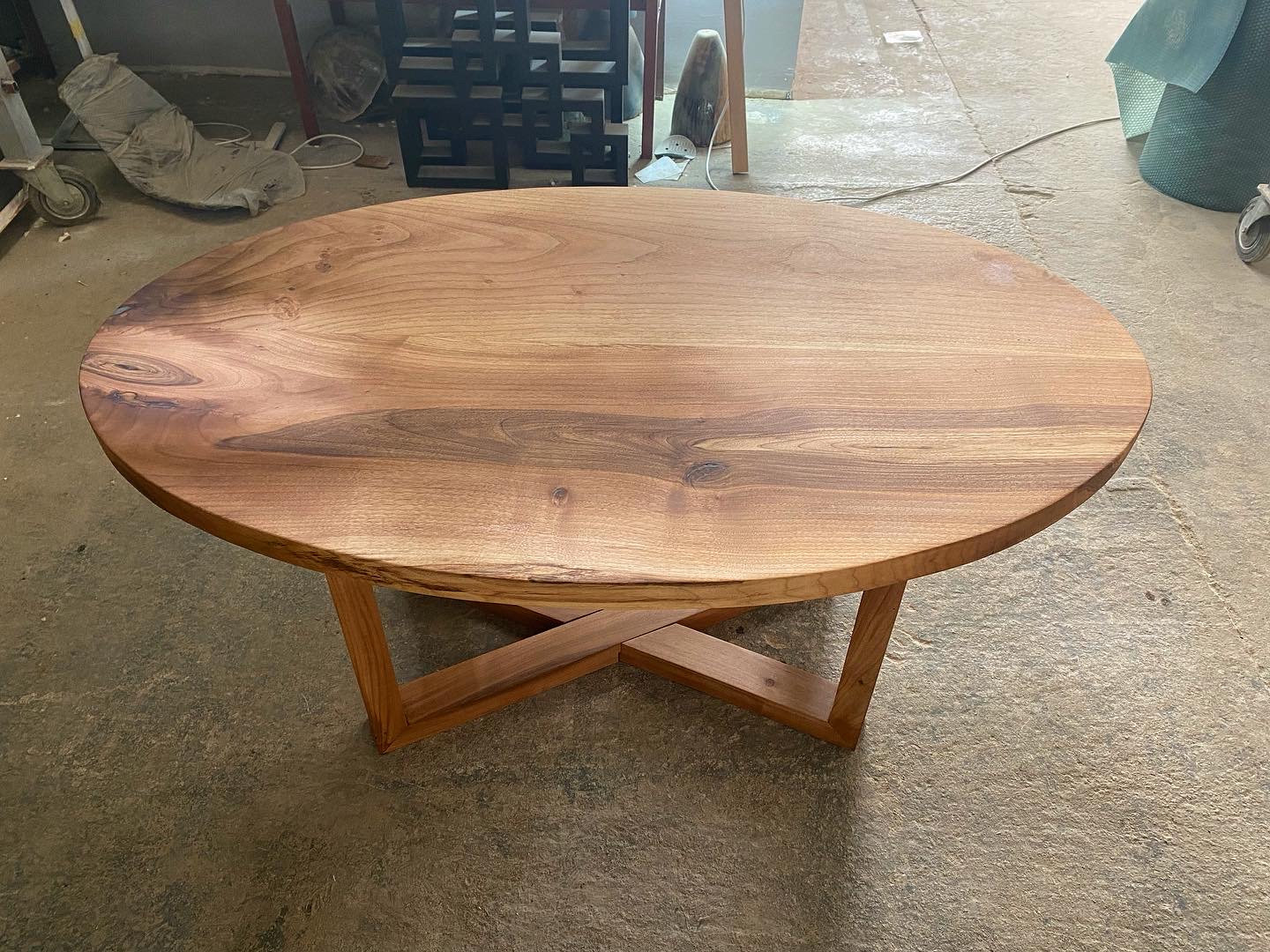 Custom Handmade Light Brown Walnut Wood Oval Dining Table/ Oval Wooden ...