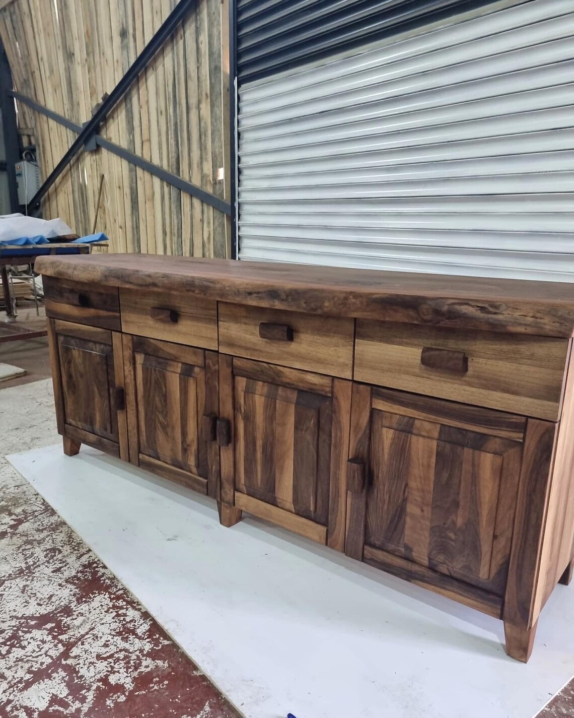 Custom Walnut Wood Sideboard / Wooden Tv Unit / Wooden Console/ Media ...