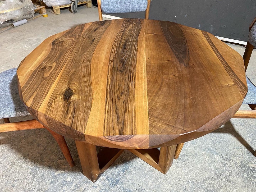 Custom Order Diameter Round Walnut Dining Table, Wooden Table, Round ...