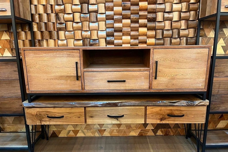 Custom Order Walnut Wood Modern Console, Modern Sideboard, Solid Wood ...