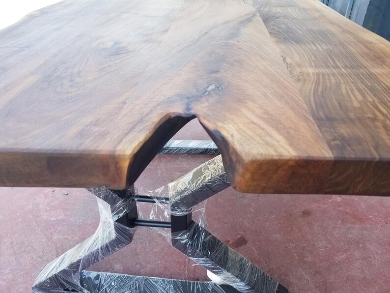 Custom Order Square Solid Rustic Natural Edge Walnut Dining Table ...