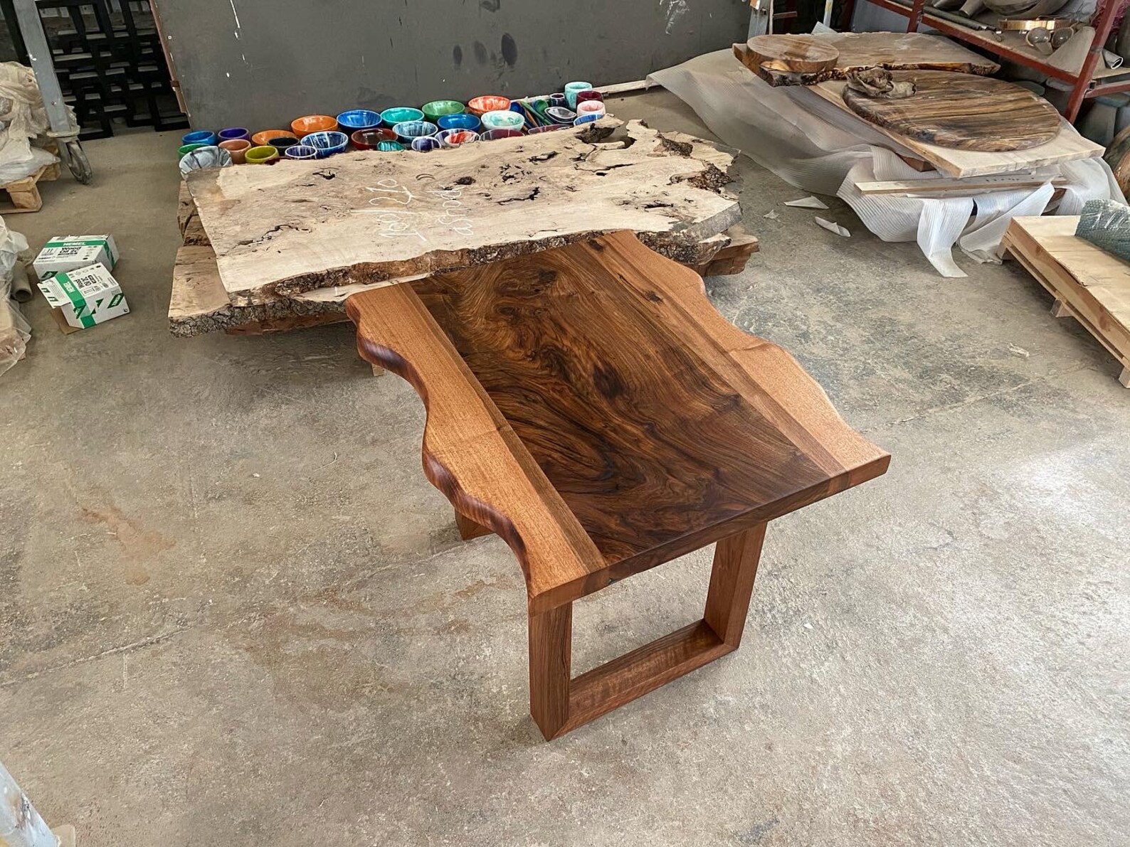 Custom Square Walnut Wood Live Edge Dining Table/ Square Wooden Coffee ...
