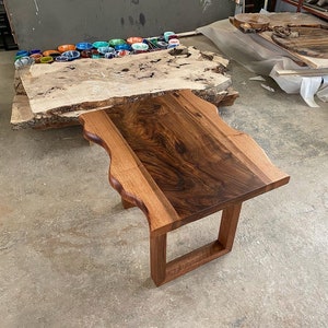 Custom Square Walnut Wood Live Edge Dining Table/ Square Wooden Coffee ...