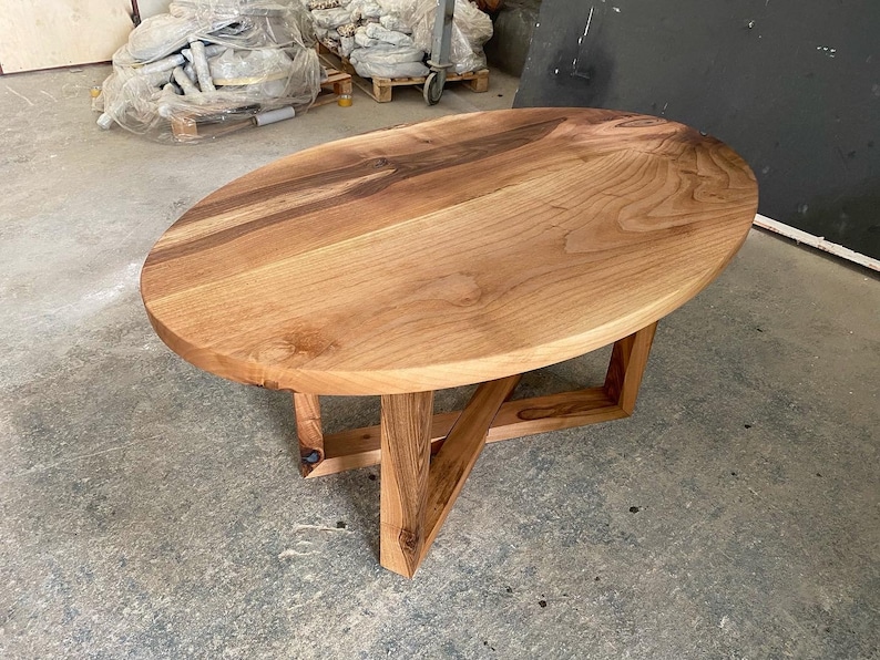 Custom Handmade Light Brown Walnut Wood Oval Dining Table/ Oval Wooden ...