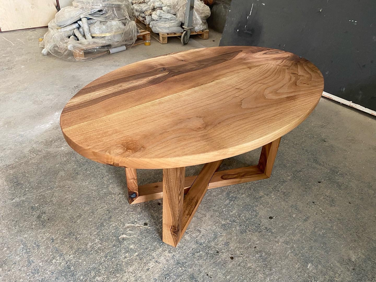 Custom Handmade Light Brown Walnut Wood Oval Dining Table/ Oval Wooden ...