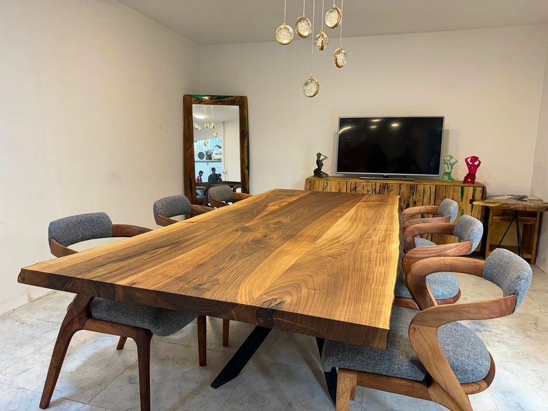 Custom Order Walnut Wood Live Edge Kitchen Dining Table/ Rustic Wooden ...