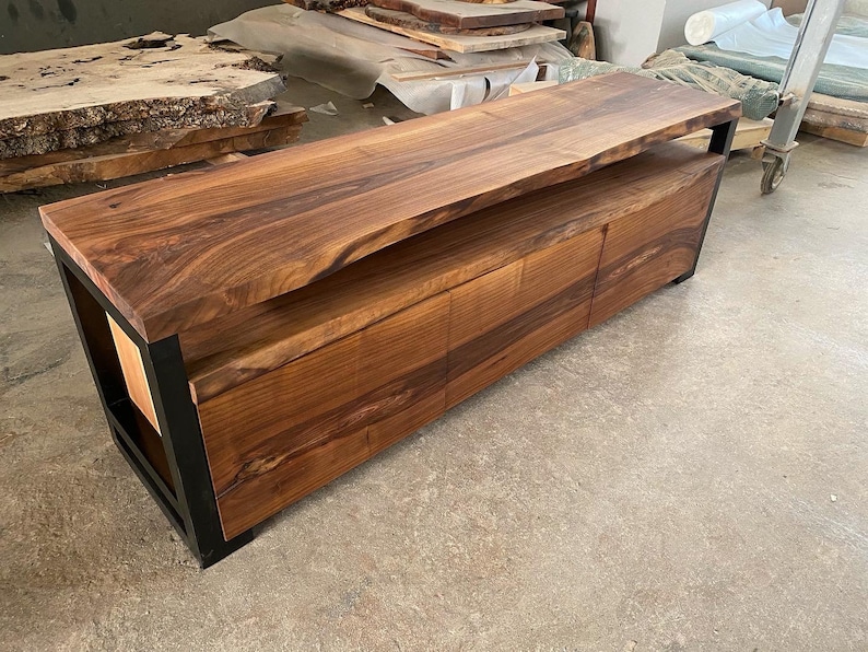 Custom Order Live Edge Walnut Wood Tv Unit, Wooden Console,natural Edge ...