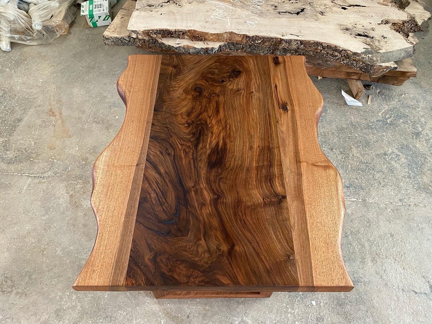 Custom Square Walnut Wood Live Edge Dining Table/ Square Wooden Coffee ...