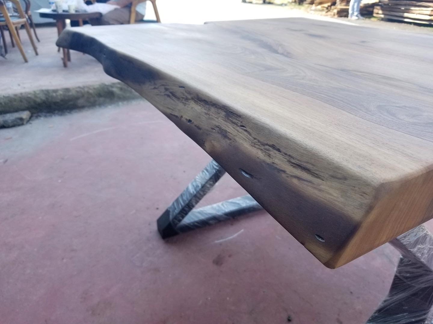 Custom Order Square Solid Rustic Natural Edge Walnut Dining Table ...