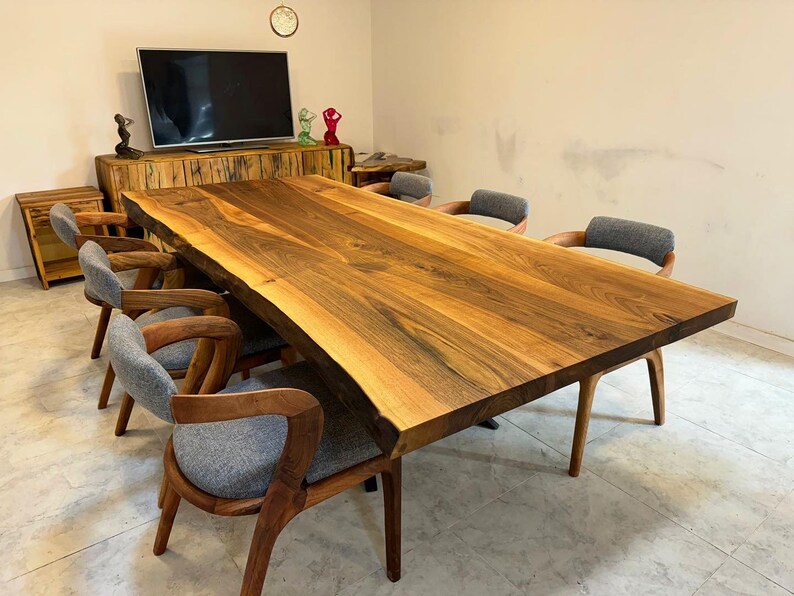 Custom Order Walnut Wood Live Edge Kitchen Dining Table/ Rustic Wooden ...