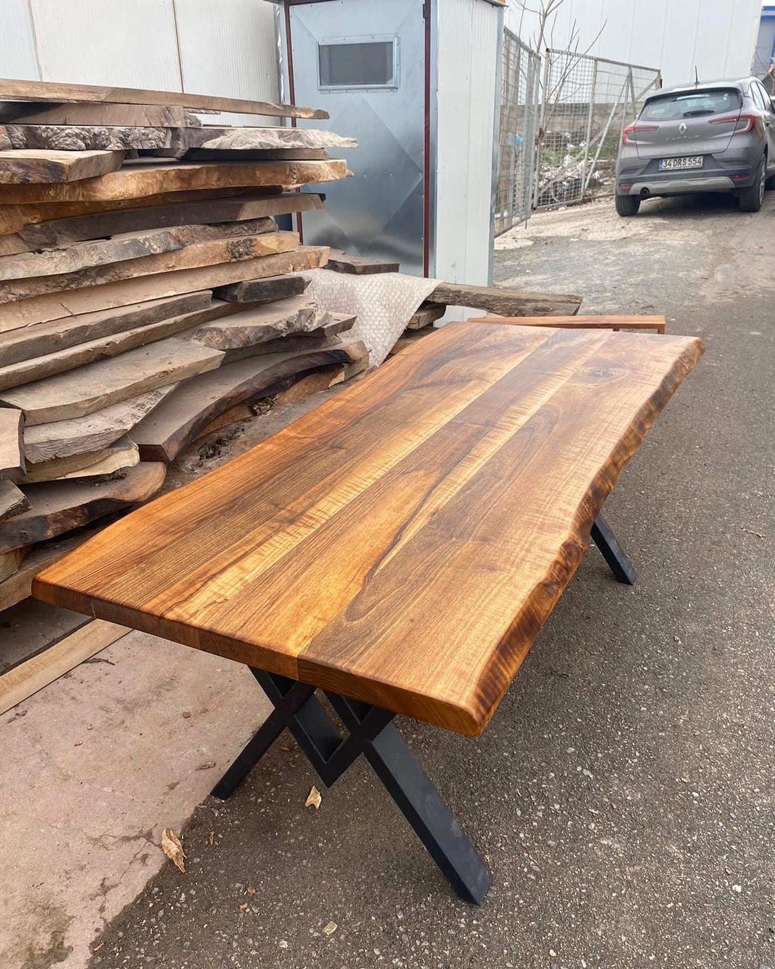 Made to Order Live Edge Walnut Wood Kitchen Table/ Walnut Dining Table ...