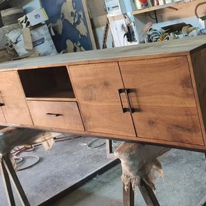 Custom Order Walnut Wood Modern Console, Modern Sideboard, Solid Wood ...