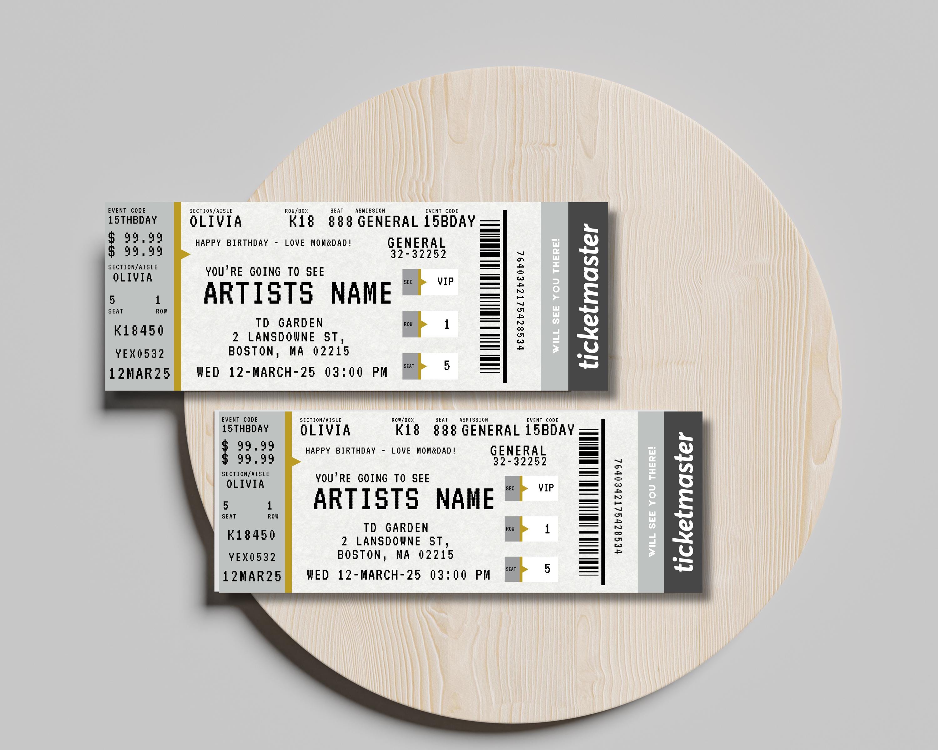 Editable Concert Ticket Canva Template, DIY Music Show Birthday ...