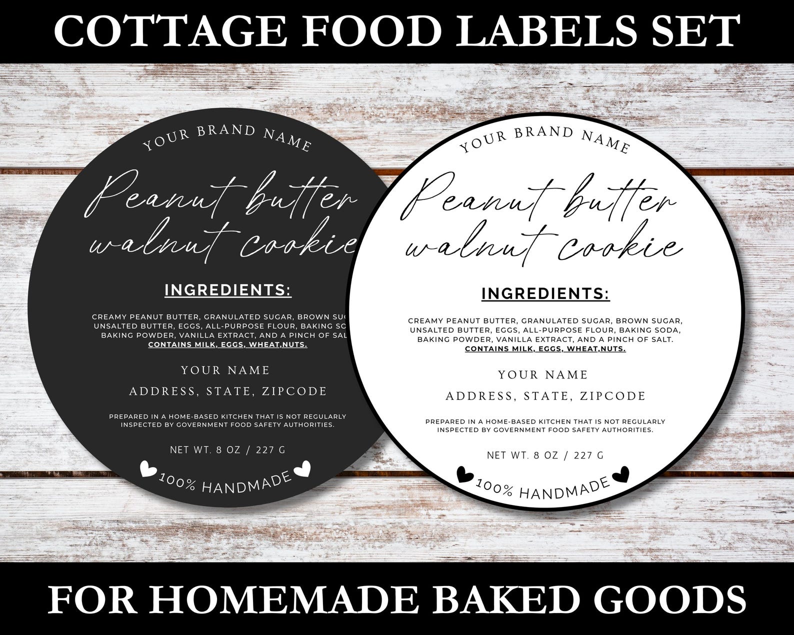 Editable Cottage Food Label, DIY Bakery Kitchen Ingredients Sticker Tag ...