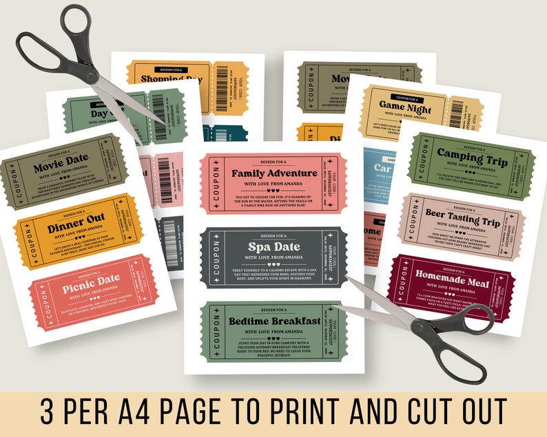 Editable Gift Adult Coupons Template, Last Minute Family Present Retro ...