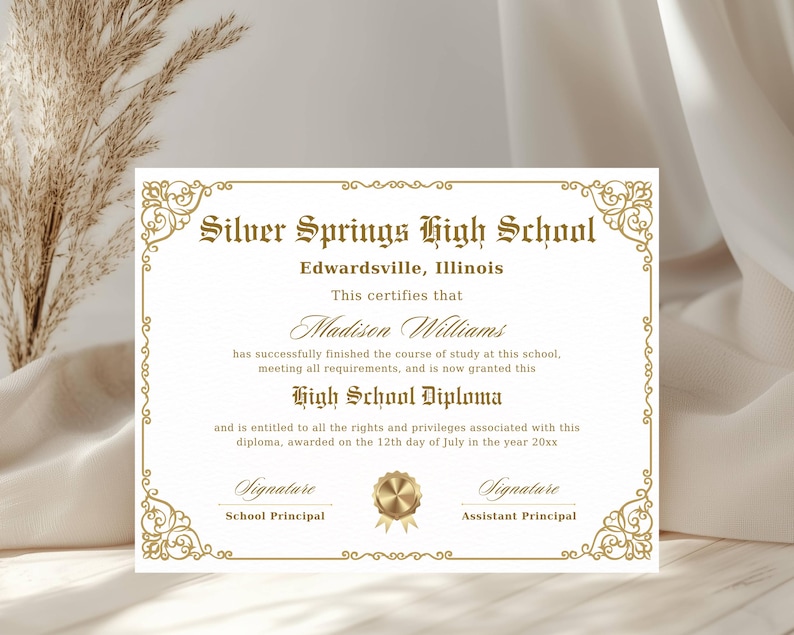 Editable High School Diploma Template, Homeschool Graduation ...