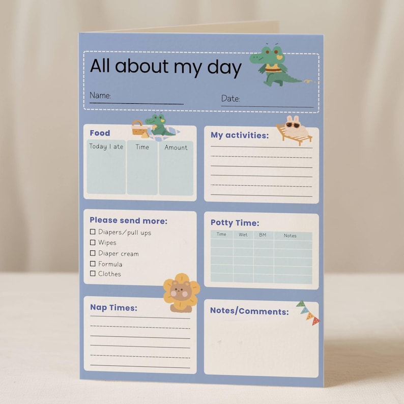 Editable Daycare Daily Report, Printable All About My Day, Childcare ...