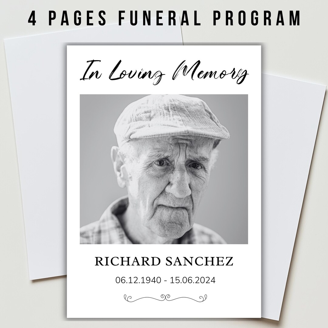 Editable Funeral Photo Program Template, Memorial Service Evite ...