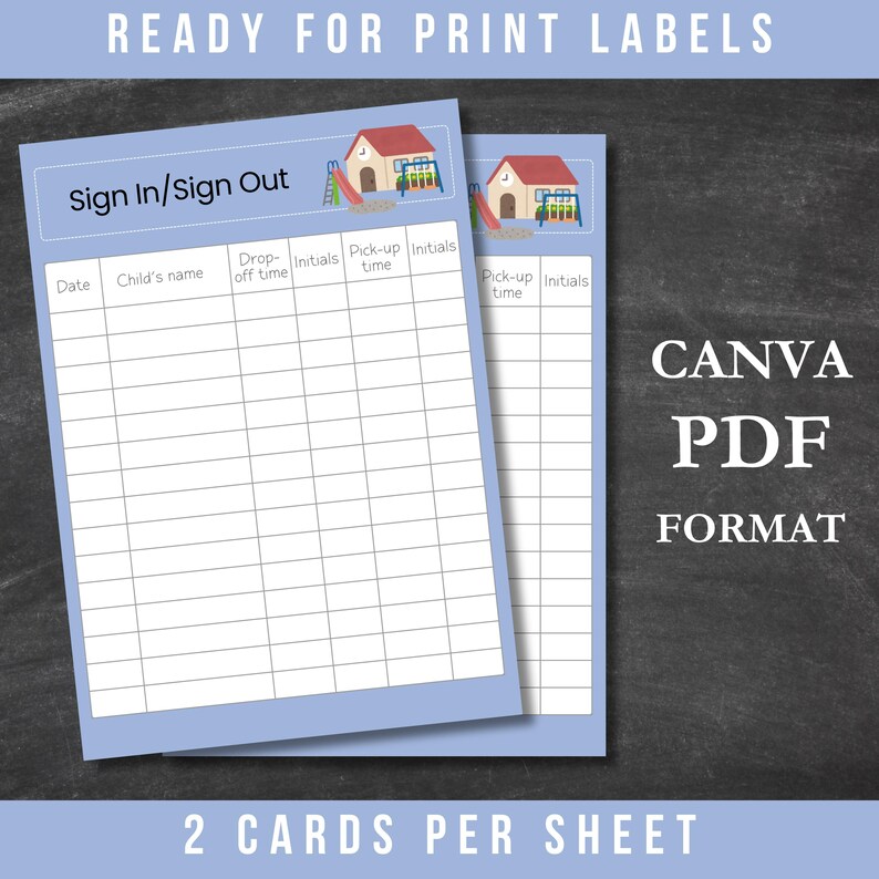 Daycare Sign in Out Sheet, Printable Preschool VPK Prek Attendance List ...